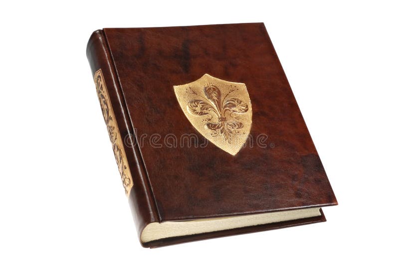 Vintage brown leather book stock photo. Image of border - 22064360