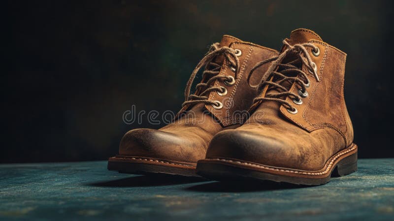 Vintage Brown Leather Boots with Rustic Texture Stock Image - Image of ...