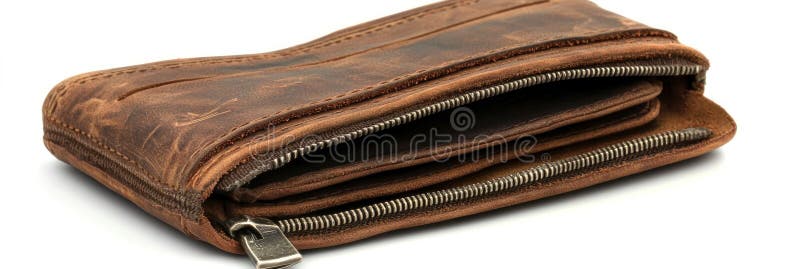 Vintage Brown Leather Wallet Open Showing Compartments Stock Photo ...