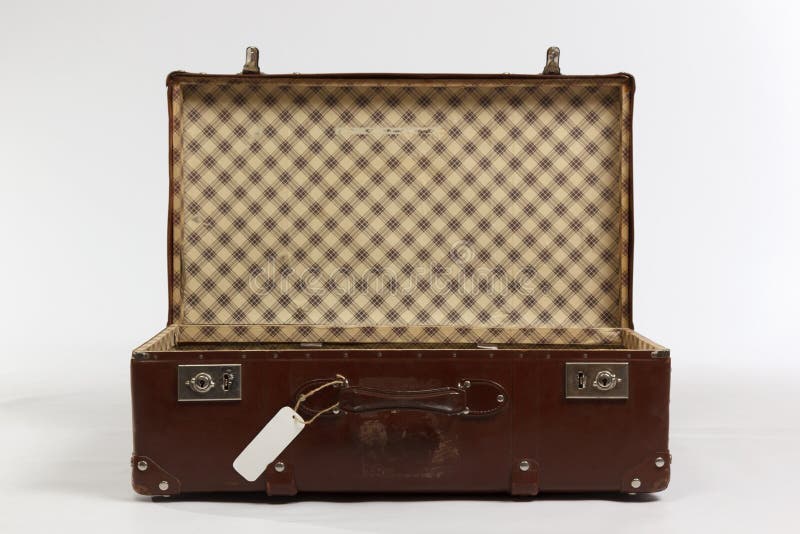 Old suitcase with label stock photo. Image of tourism - 255257990