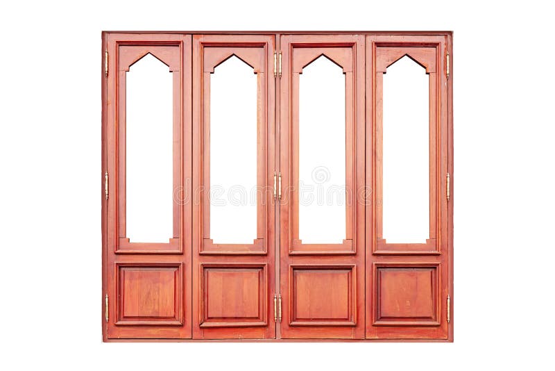 Brown Painted Wooden Window Frame Isolated on a White Background Stock ...