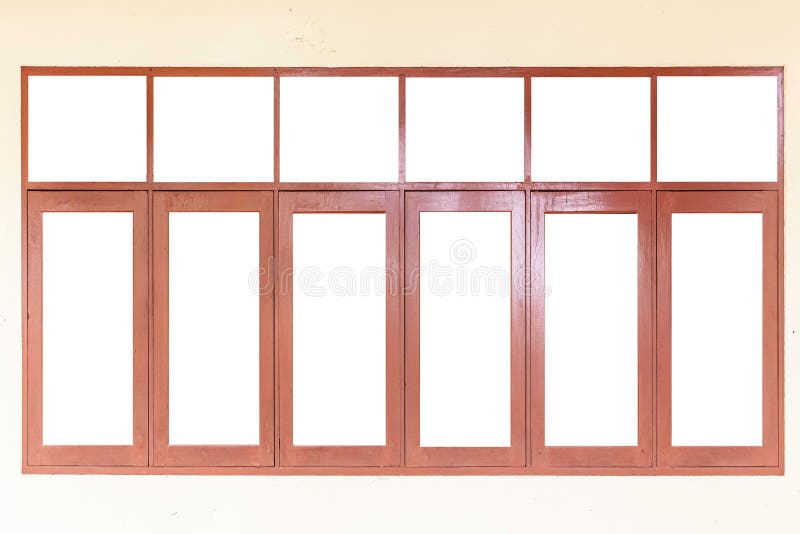 Brown Painted Wooden Window Frame Isolated on a White Background Stock ...