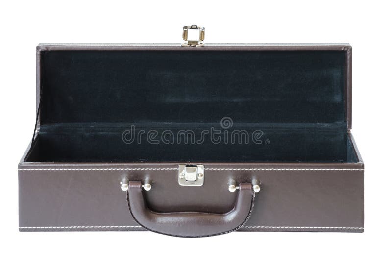 Vintage Brown Rectangle Leather Open Suitcase Stock Image - Image of ...