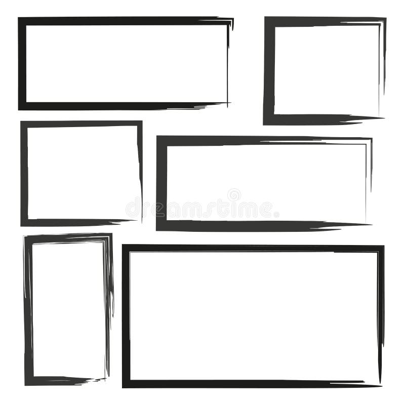 Vintage Brush Rectangles Frames. Brush Texture. Vector Illustration ...