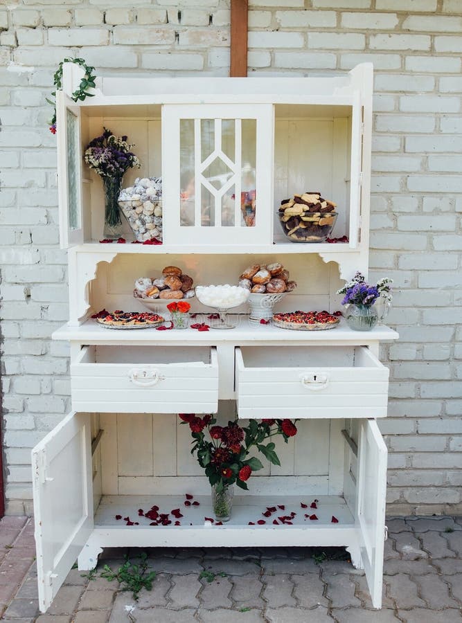 Vintage buffet with sweets stock image. Image of cake - 91179723