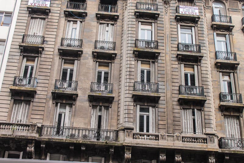 Vintage Building Facade Architecture Windows Outside Stock Image ...