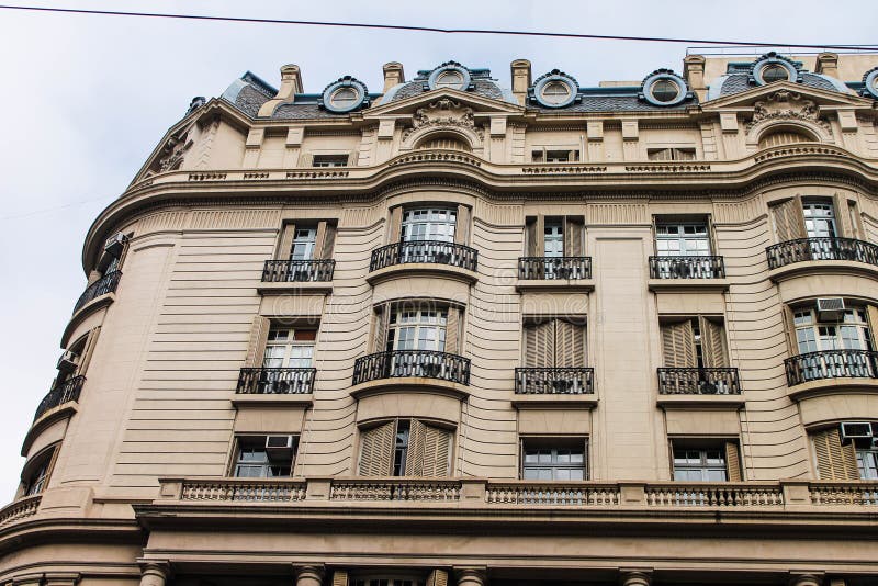 Vintage Building Facade Architecture Windows Outside Stock Photo ...