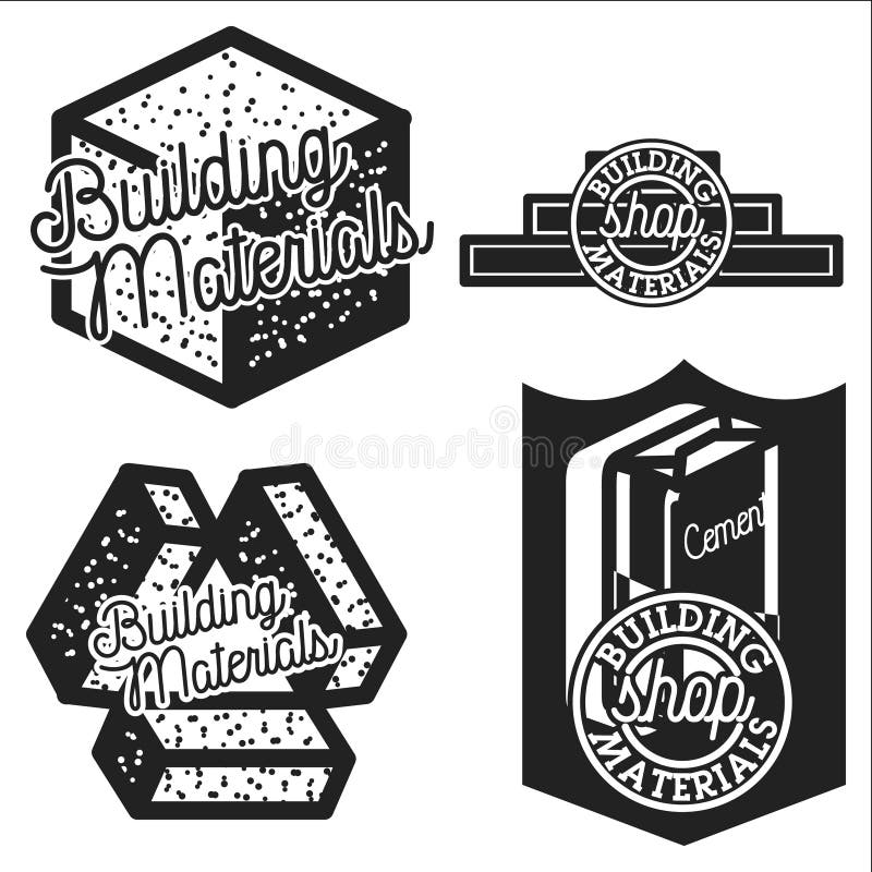 Vintage Building Materials Shop Emblems Stock Vector - Illustration of ...