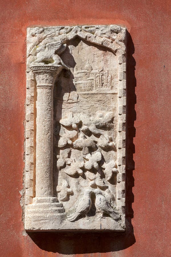 Vintage Building, Relief on Facade, Venice, Italy Stock Photo - Image ...