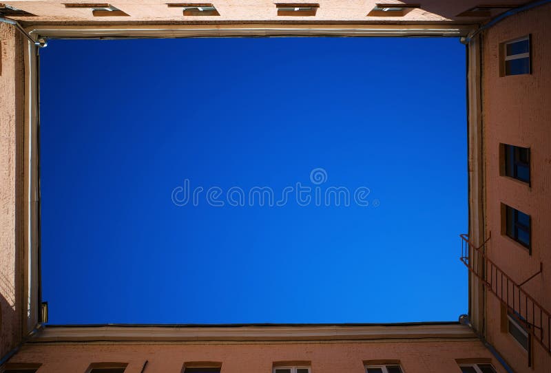 Vintage Buildings Upward View with Clear Sky Stock Image - Image of ...