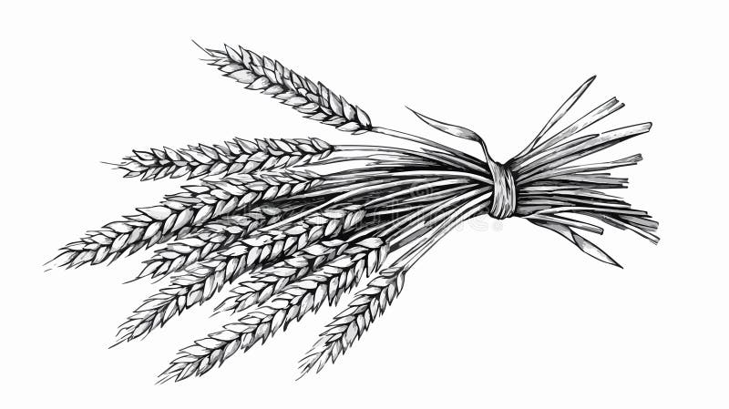 Vintage Bundle of Wheat Block Print Style Grunge Image Stock Vector ...