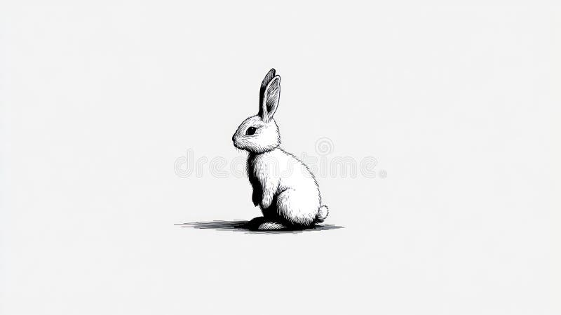 Vintage Bunny Divider in Black and White Vector Graphic Stock ...