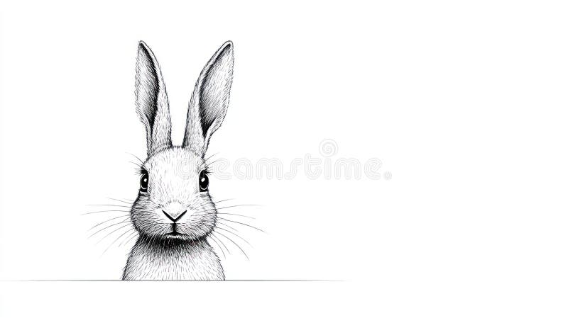 Vintage Bunny Divider in Vector - Black and White Graphic Isolated on ...
