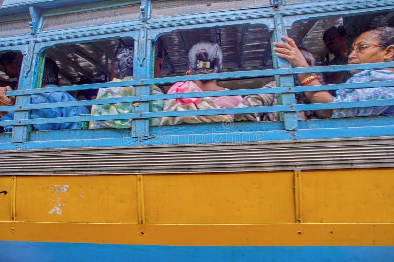 Vintage Bus Ride Many Different People Inside Kolkata Editorial Photo ...