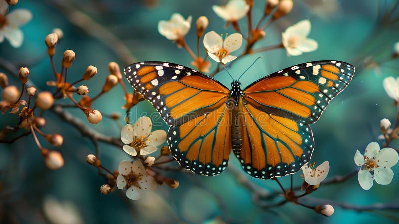 Vintage Butterfly and Cherry Tree Blossom in Spring Stock Photo - Image ...