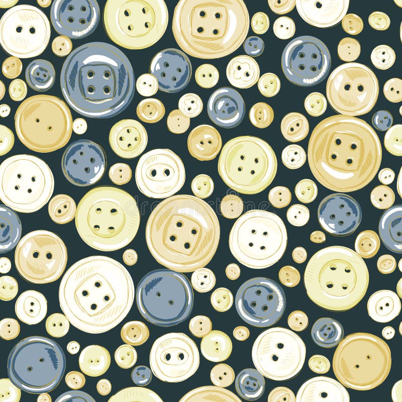 Vintage Buttons Seamless Pattern Stock Illustration - Illustration of ...