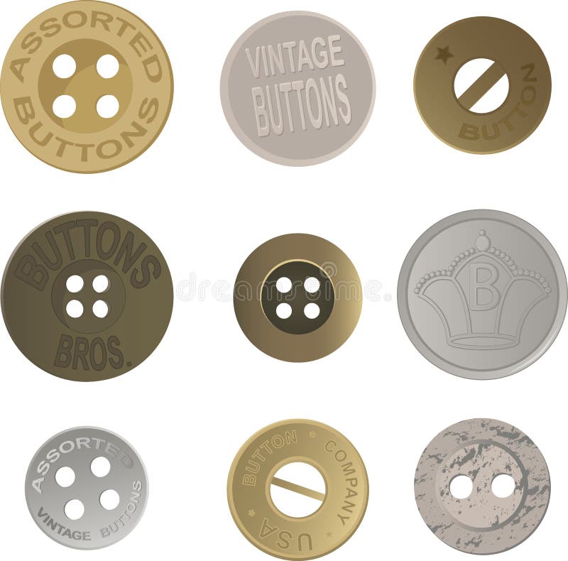 Vintage buttons stock vector. Illustration of graphic - 63648991