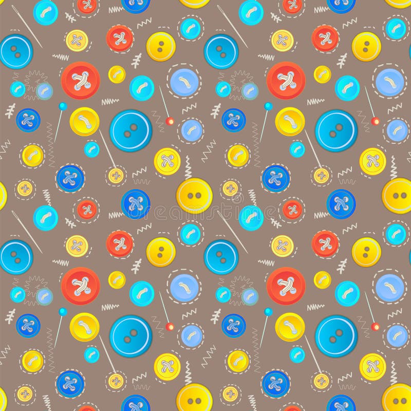 Vintage Buttons Sew Seamless Pattern in Orange Stock Vector ...