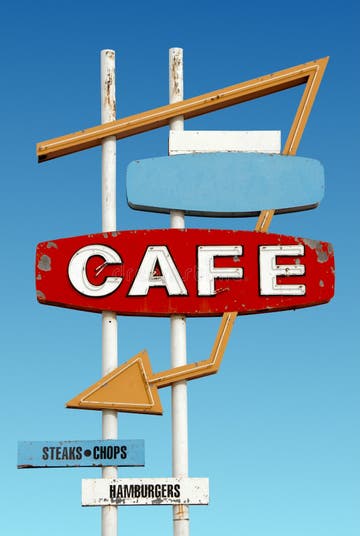 Vintage cafe sign stock image. Image of sign, white, lighted - 18161039