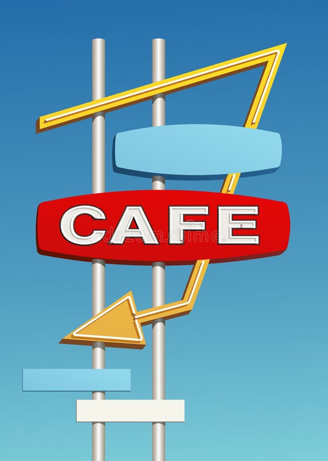 Vintage cafe sign stock image. Image of sign, white, lighted - 18161039