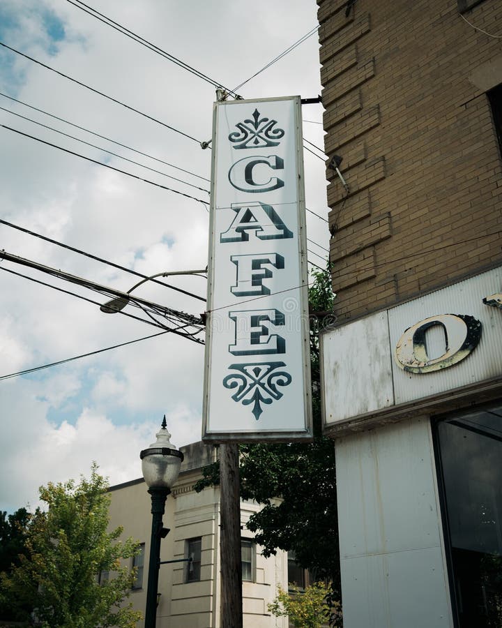 Vintage Cafe Sign, Owego, New York Editorial Stock Photo - Image of ...