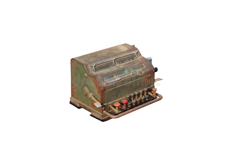 Vintage Calculator on Isolated Stock Image - Image of aged, financial ...
