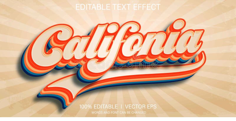 Vintage California Vector Text Effect with Modern Style Design Stock ...