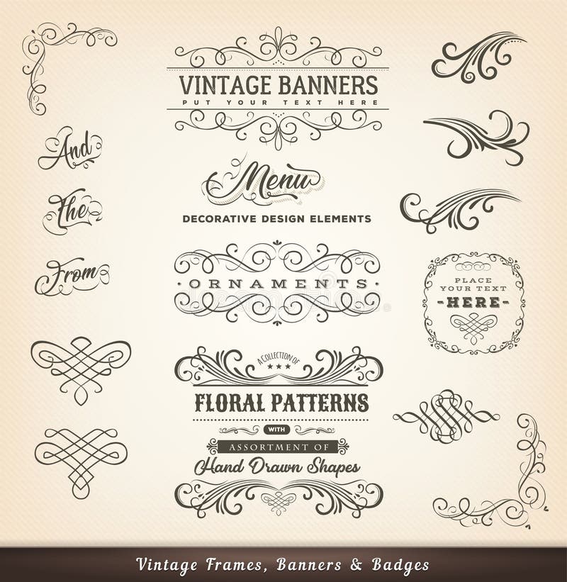 Vintage Calligraphic Design Banners Stock Vector - Illustration of ...