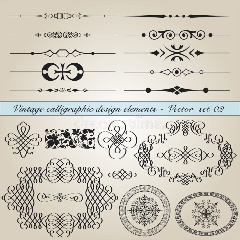 Vintage Calligraphic Design Elements Stock Vector - Illustration of ...