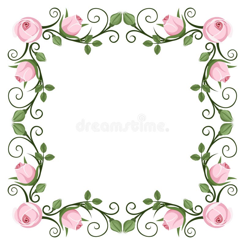 Vintage Calligraphic Frame with Pink Roses. Vector Stock Vector ...