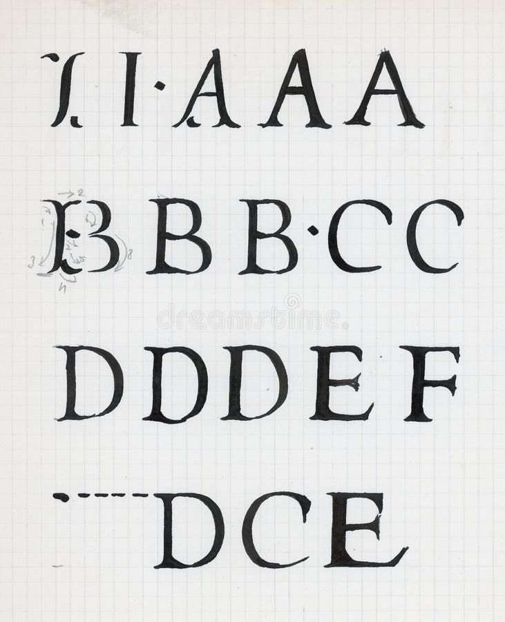 Vintage Calligraphy Alphabet Stock Illustration - Illustration of ...