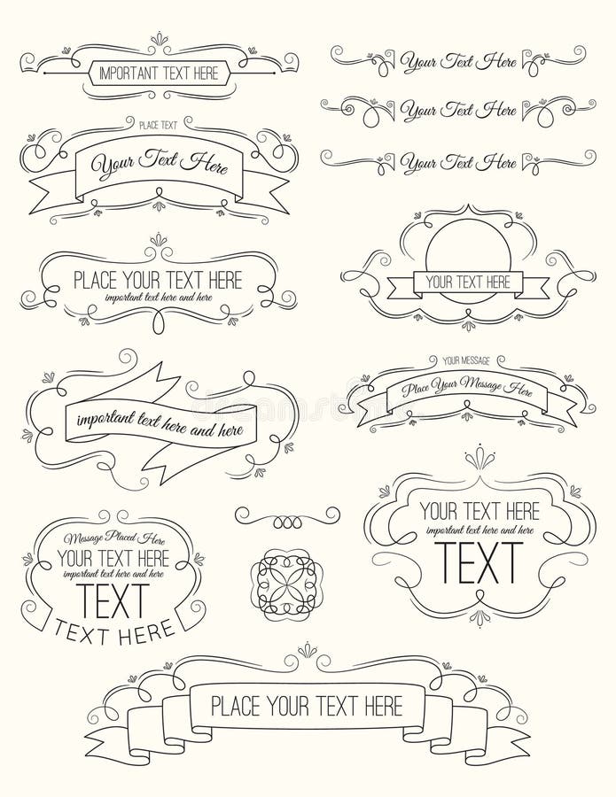 Vintage Calligraphy Elements Seven Stock Vector - Illustration of black ...