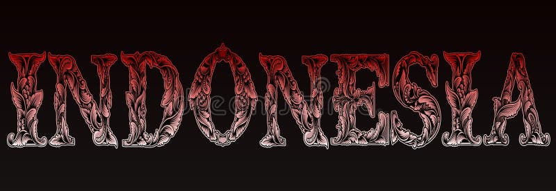 Vintage Calligraphy Indonesia with Engraving Font Style Stock Vector ...