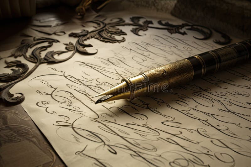 Vintage Calligraphy Piece, with Delicate Script and Intricate ...