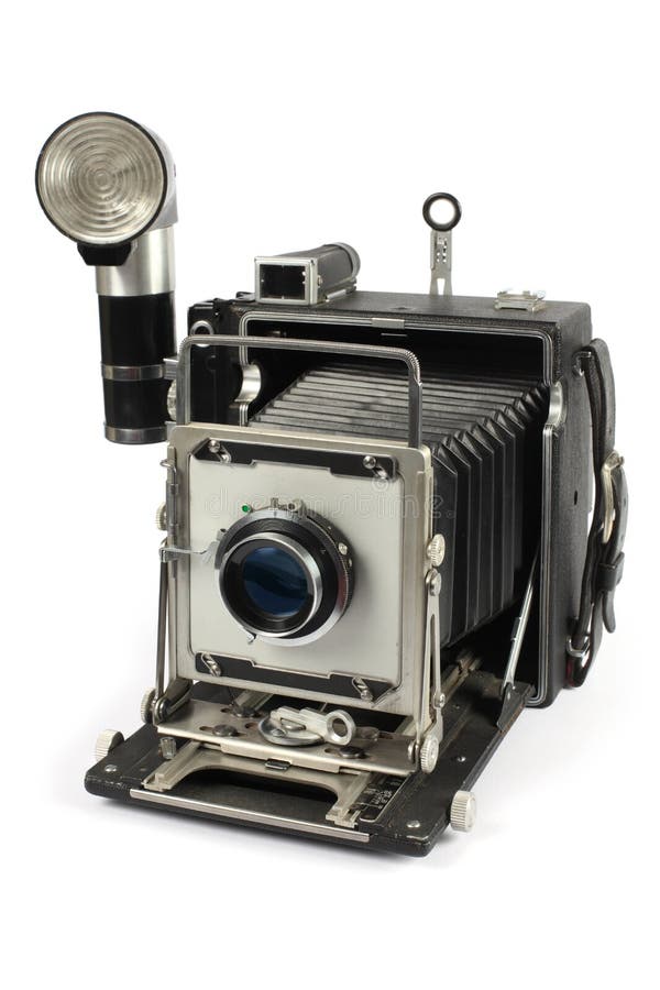 Old Press Camera stock image. Image of bellows, lens, flash - 3870891