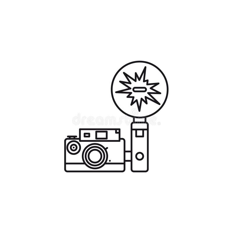 Vintage Camera with Attached Flash Isolated Vector Illustration Stock ...