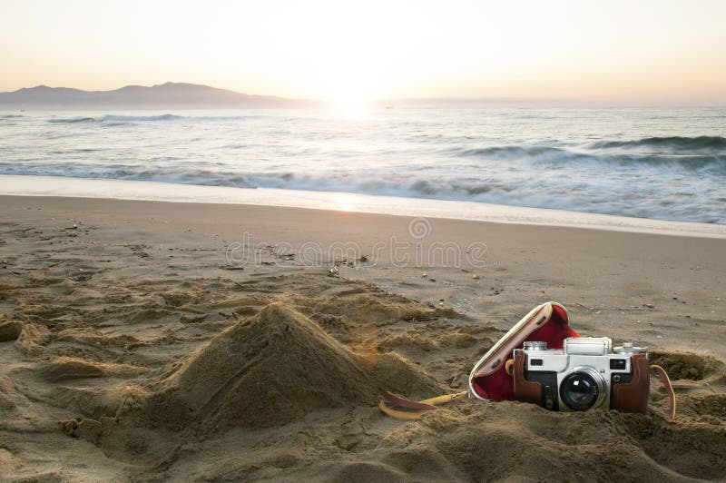 Vintage Camera on the Beach Stock Image - Image of male, paradise: 29600209