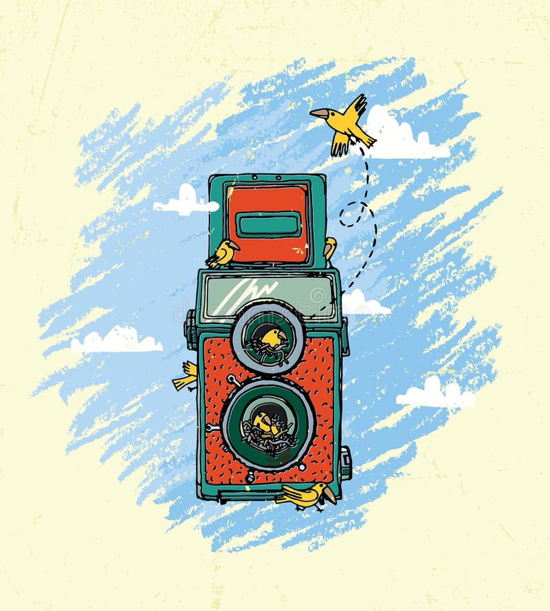 Camera birds stock vector. Illustration of drawing, object - 43999373