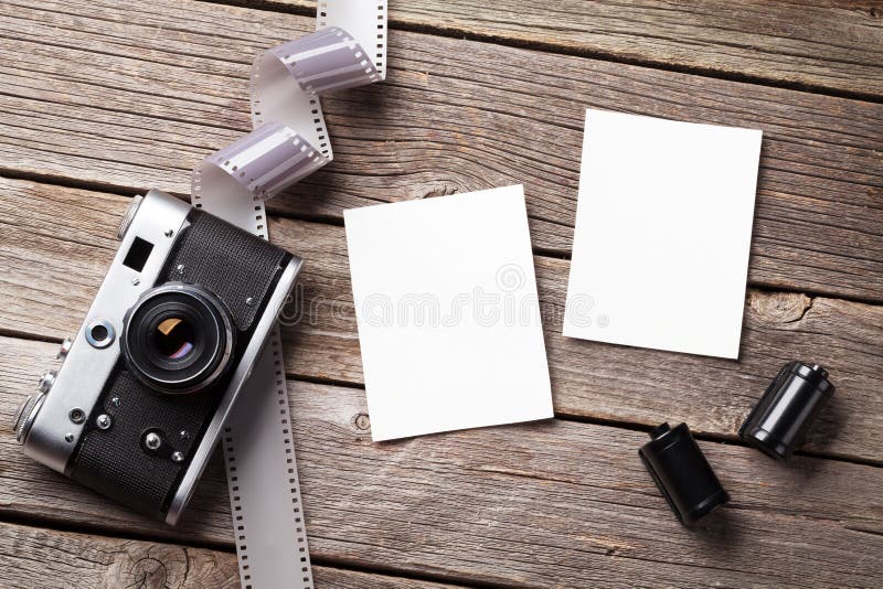 Vintage Camera and Blank Photo Frames Stock Image - Image of copy ...