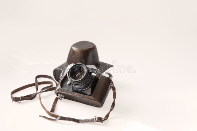 Vintage Camera with Case, Isolated, White Background Stock Image ...