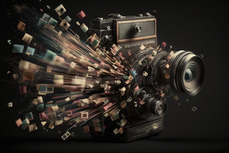 Vintage Camera Exploding Illustration Generative Ai Stock Illustration ...