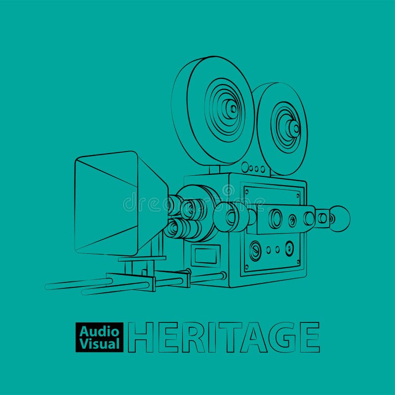 Vintage Camera with Film Roll in Line Art Design for Audio Visual ...