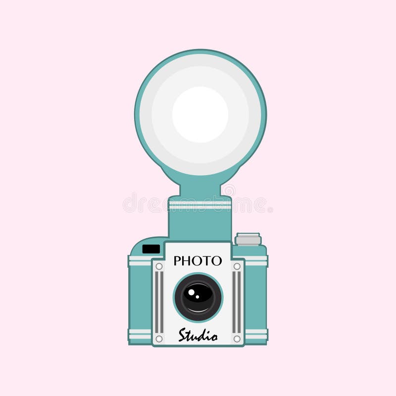 Vintage camera with flash stock vector. Illustration of photograph ...