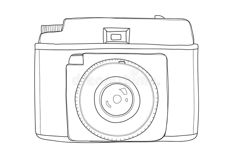 VINTAGE CAMERA Hand Drawn Vector Cut Line Art Painting Illustration ...