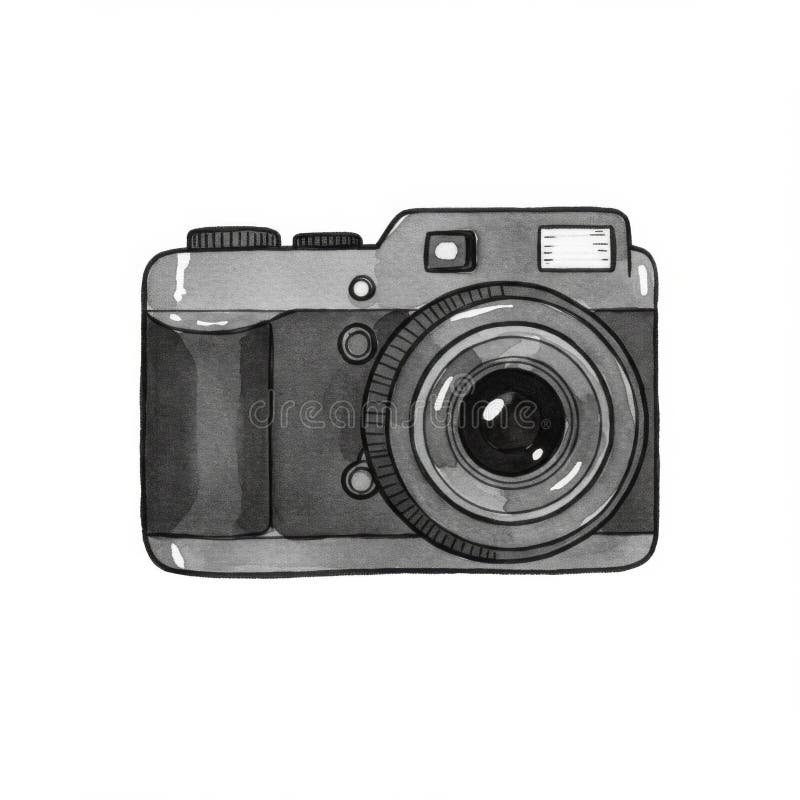 Vintage Camera Illustration in Grayscale Stock Illustration ...