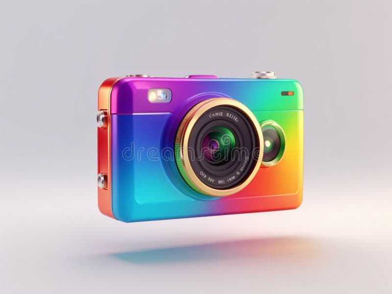 Colorful 3d Isometric Camera Isolated on Gradient Background Stock ...