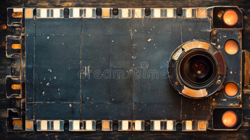Vintage Camera Lens on Dark Grunge Background Stock Illustration ...