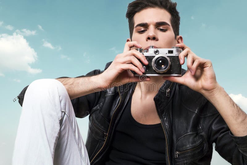 Vintage camera man stock image. Image of equipment, fashion - 53457865