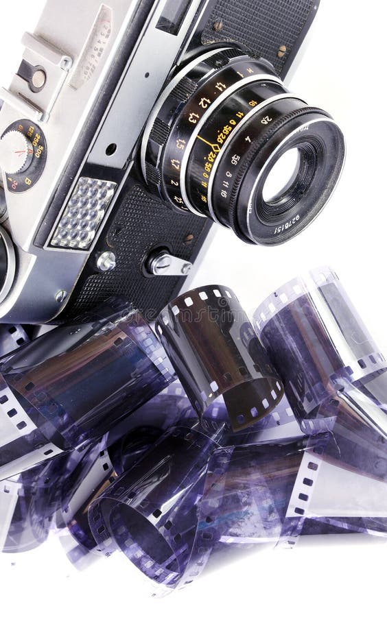 Vintage Camera and Negative Film Strips. Stock Image - Image of ...
