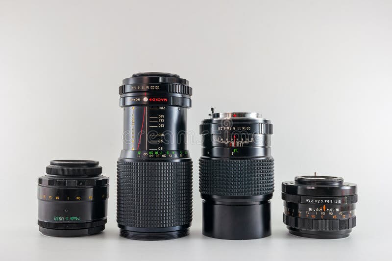 Set of Vintage Lenses for Old Cameras Stock Image - Image of glasses ...